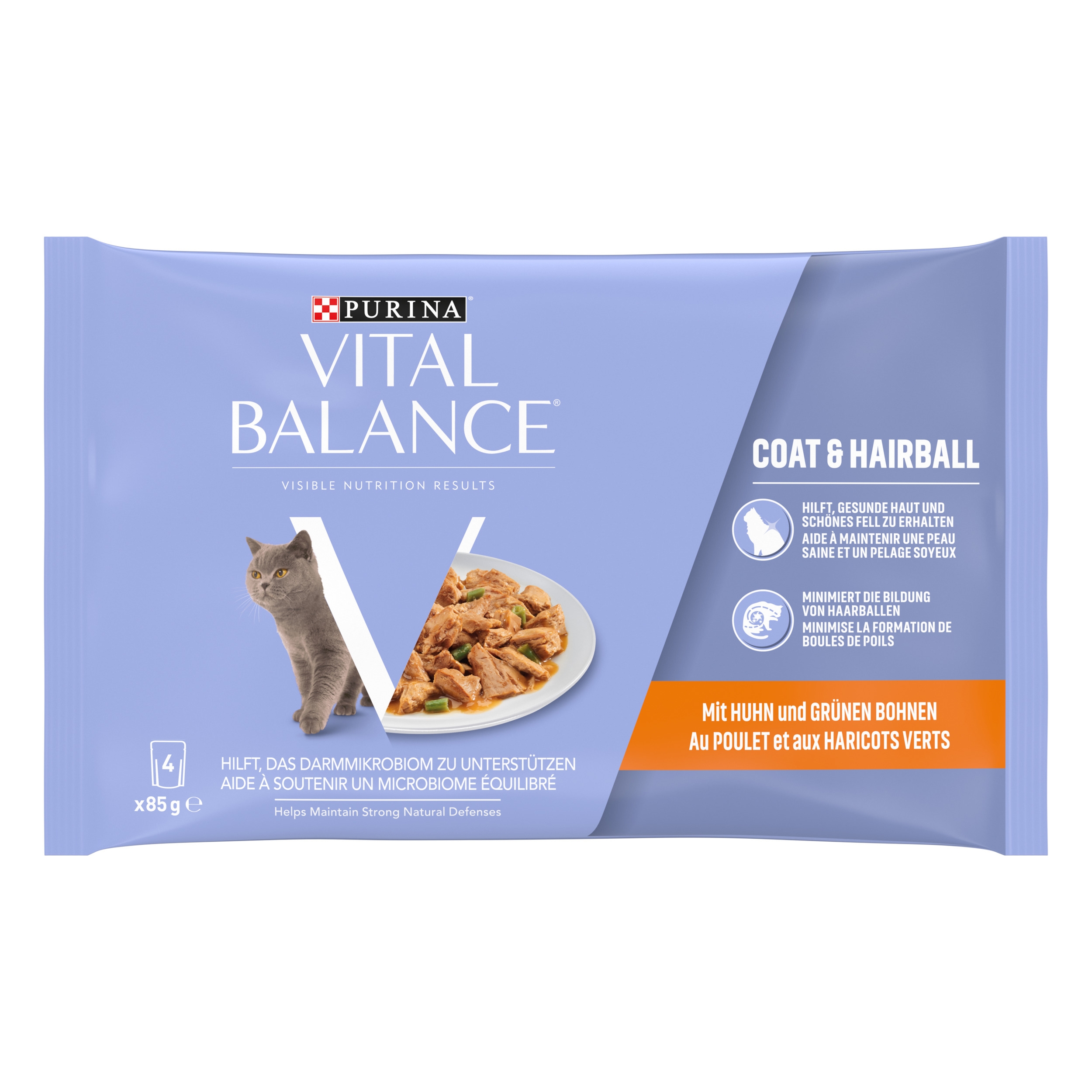 Nassfutter PURINA VITAL BALANCE Coat & Hairball Huhn 4x85g | Purina CH
