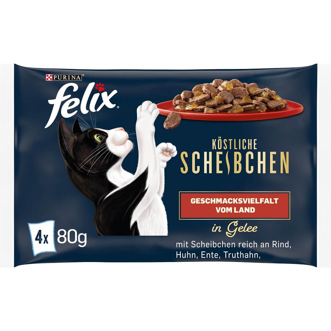 Aliment humide Chat FELIX® DÉLICES TRANCHÉS EN GELÉE AU BŒUF, POULET ...
