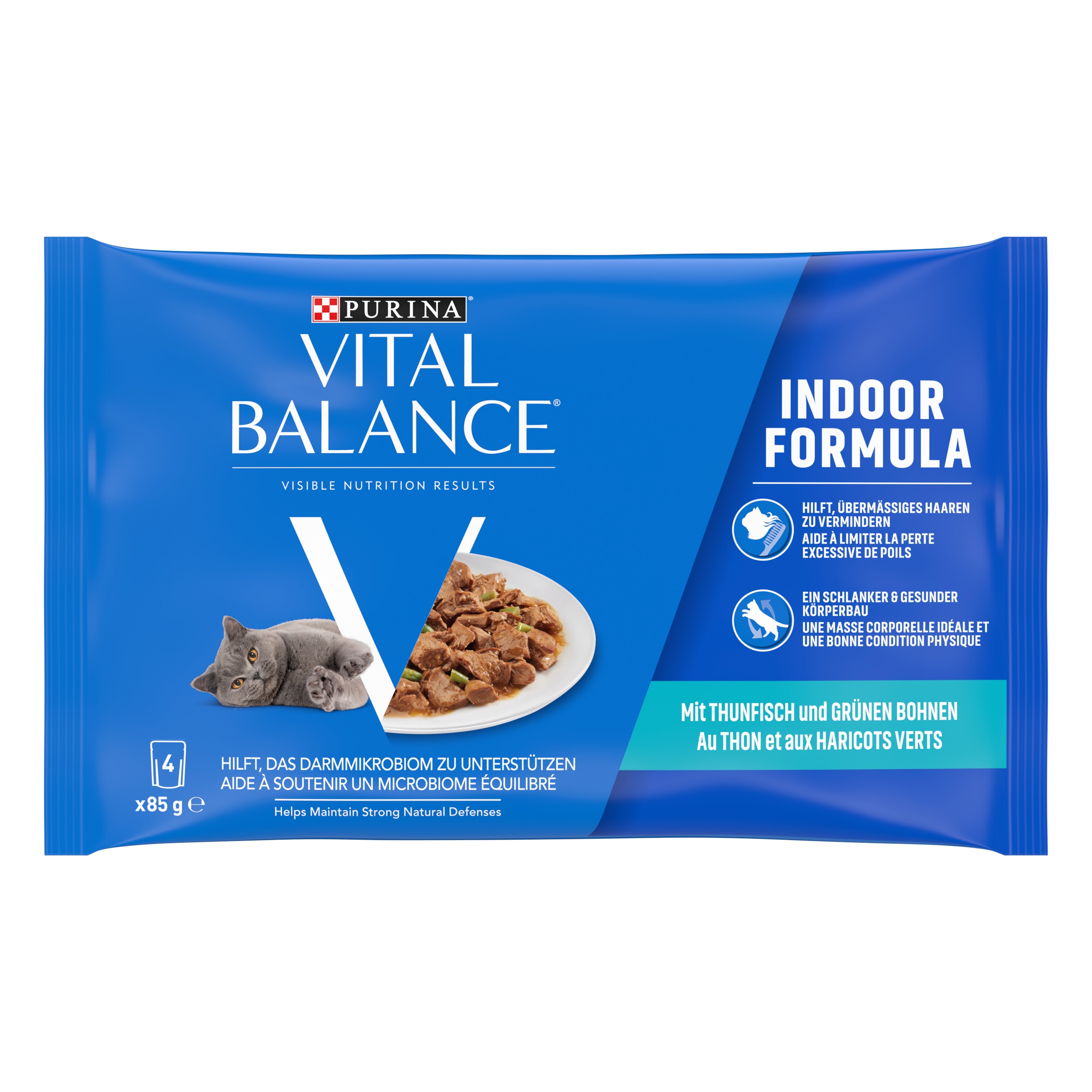 Nassfutter PURINA VITAL BALANCE mit Thunfisch und grünen Bohnen 4x85g ...